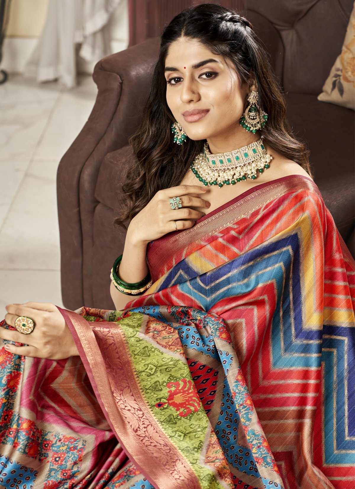 Buy Digital Print Work Designer Traditional Saree Online