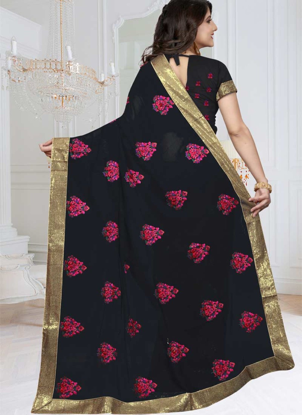 Shop Booti Work Designer Contemporary Saree Online In UK