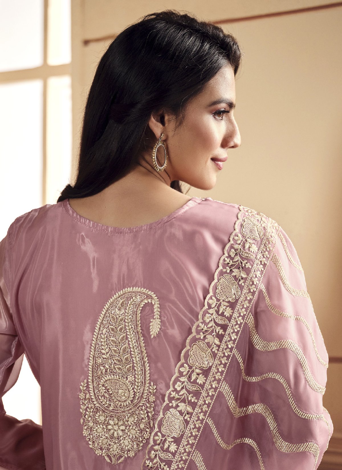 Buy Embroidered Work Pant Style Straight Salwar Kameez Online