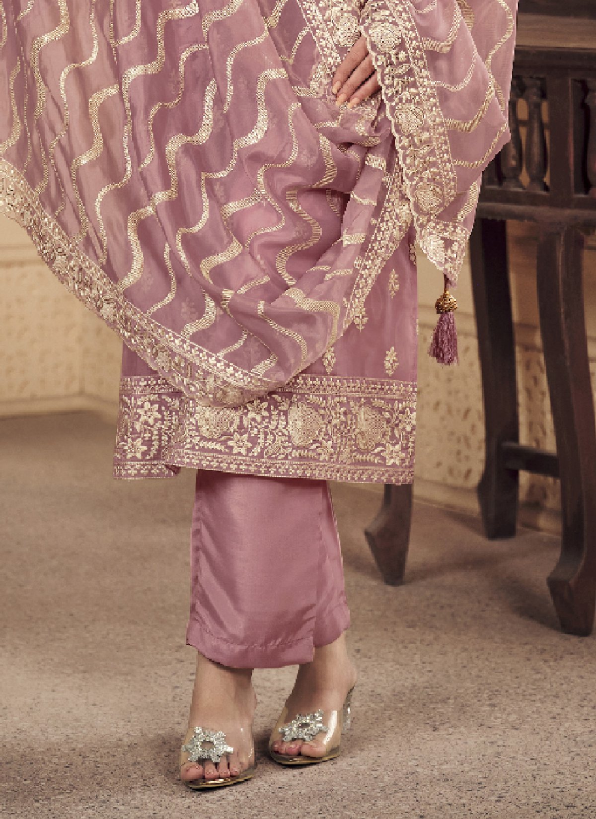 Buy Embroidered Work Pant Style Straight Salwar Kameez Online