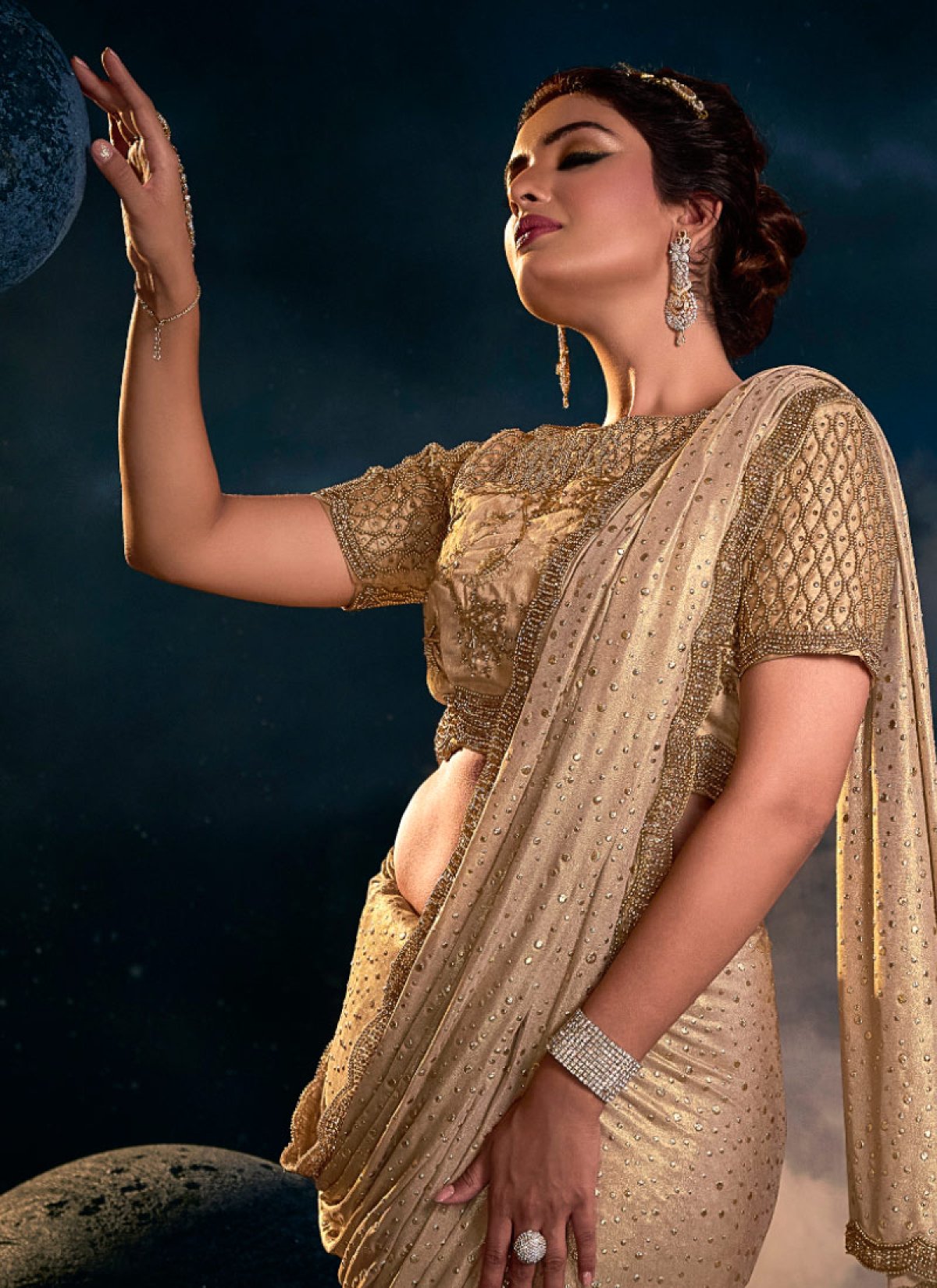 Order Moti Work Designer Traditional Saree Online