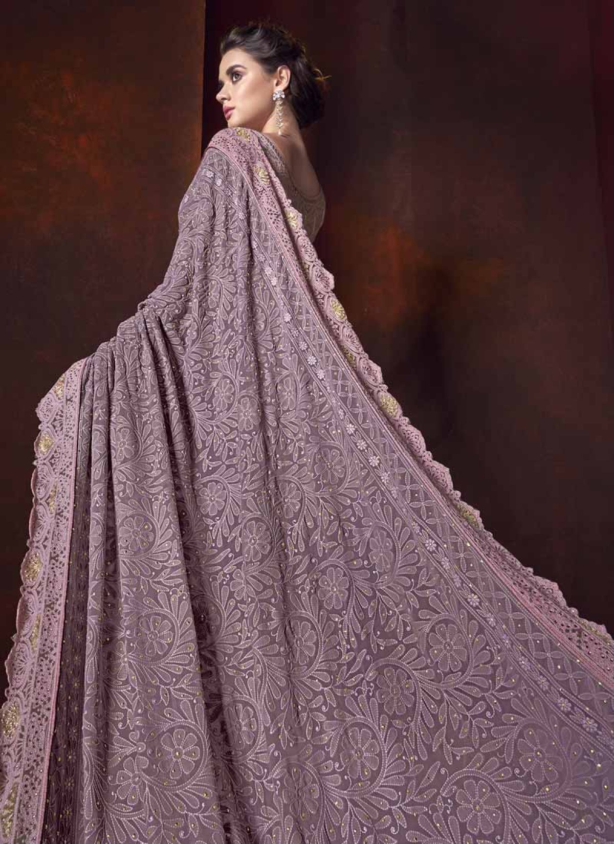 Buy Cutdana Work Net Designer Contemporary Style Saree Online