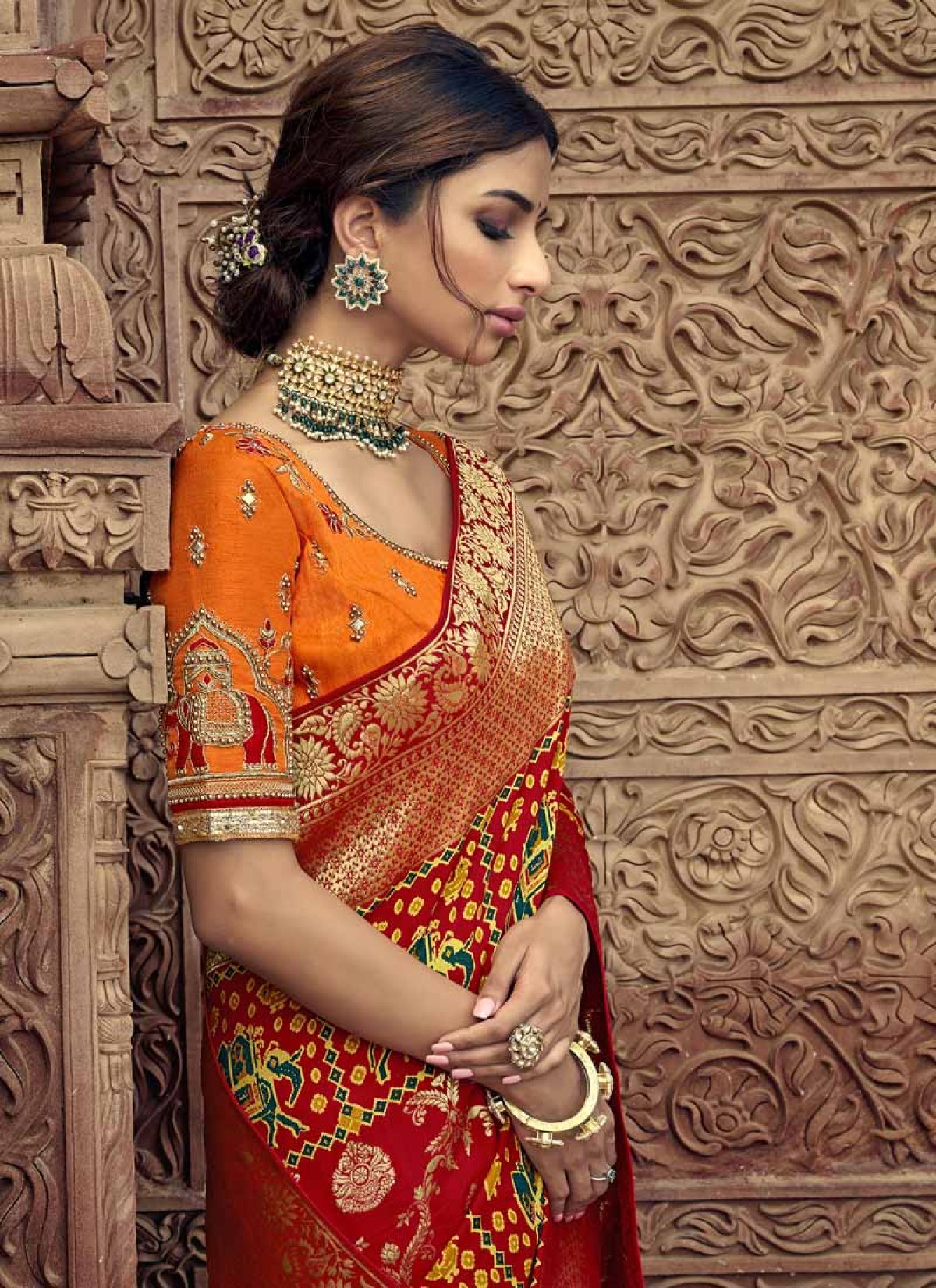 Buy Beads Work Designer Contemporary Saree Online