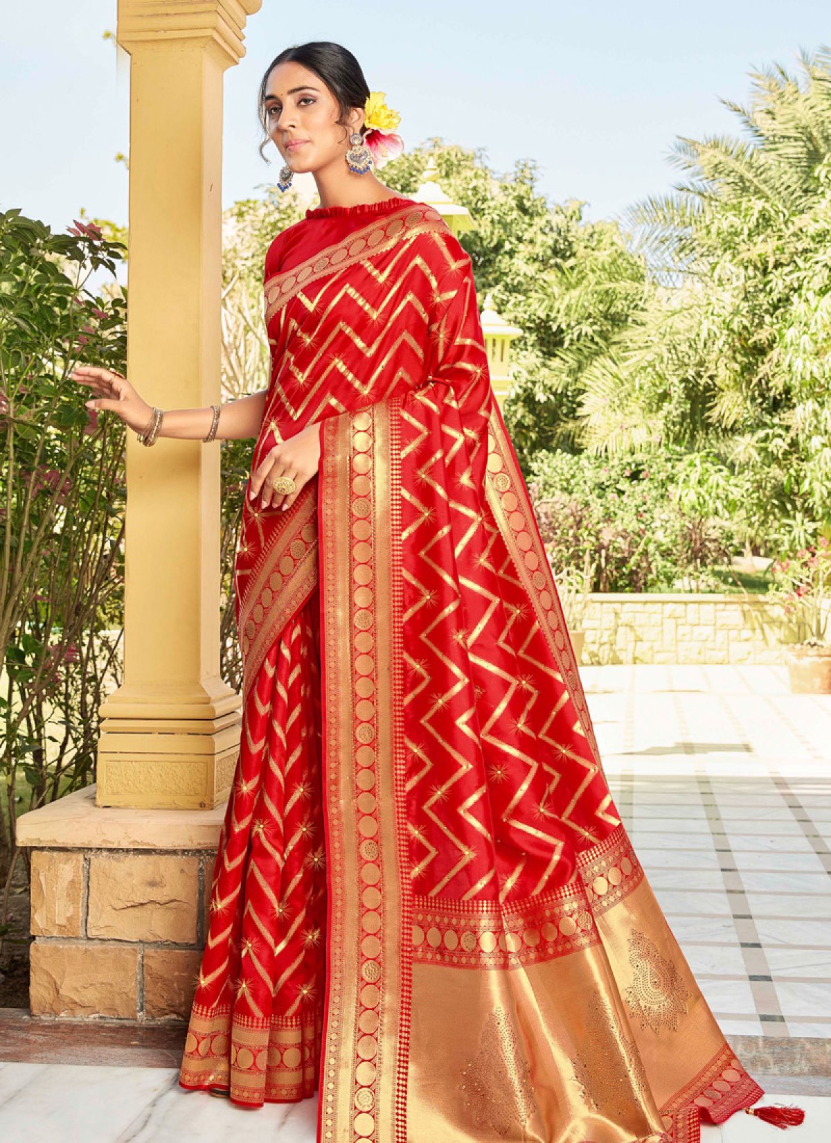 Buy Art Silk Stone Work Designer Contemporary Style Saree Online