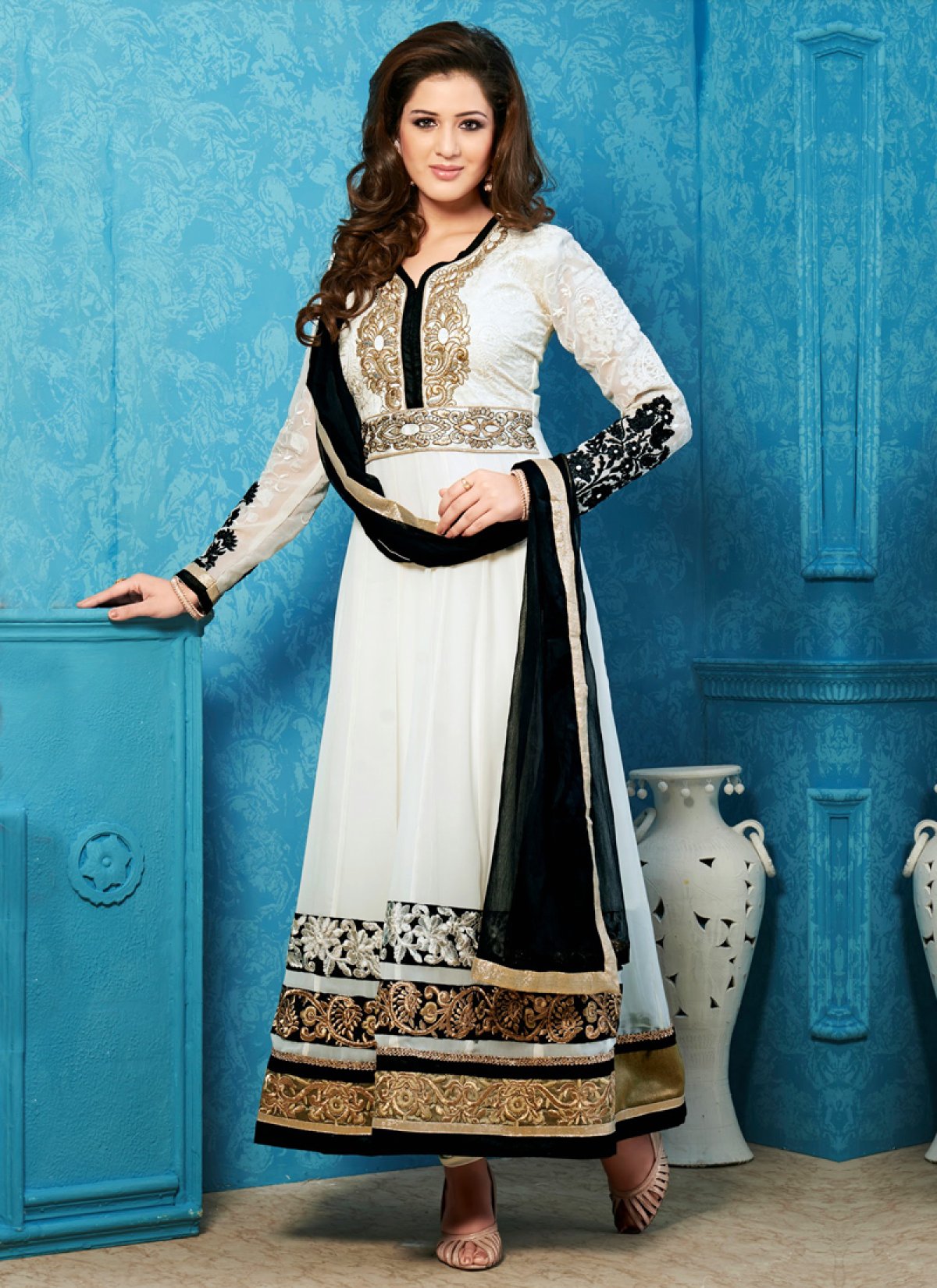 Chicken work anarkali store