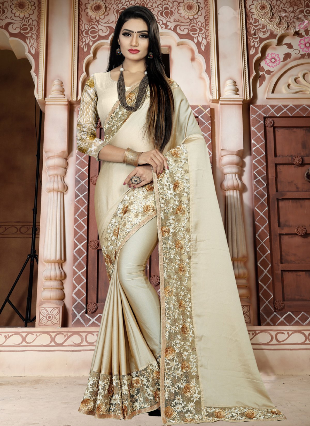 Buy Beads Work Traditional Designer Saree Online