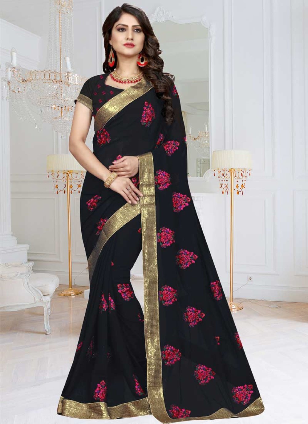 Shop Booti Work Designer Contemporary Saree Online In UK