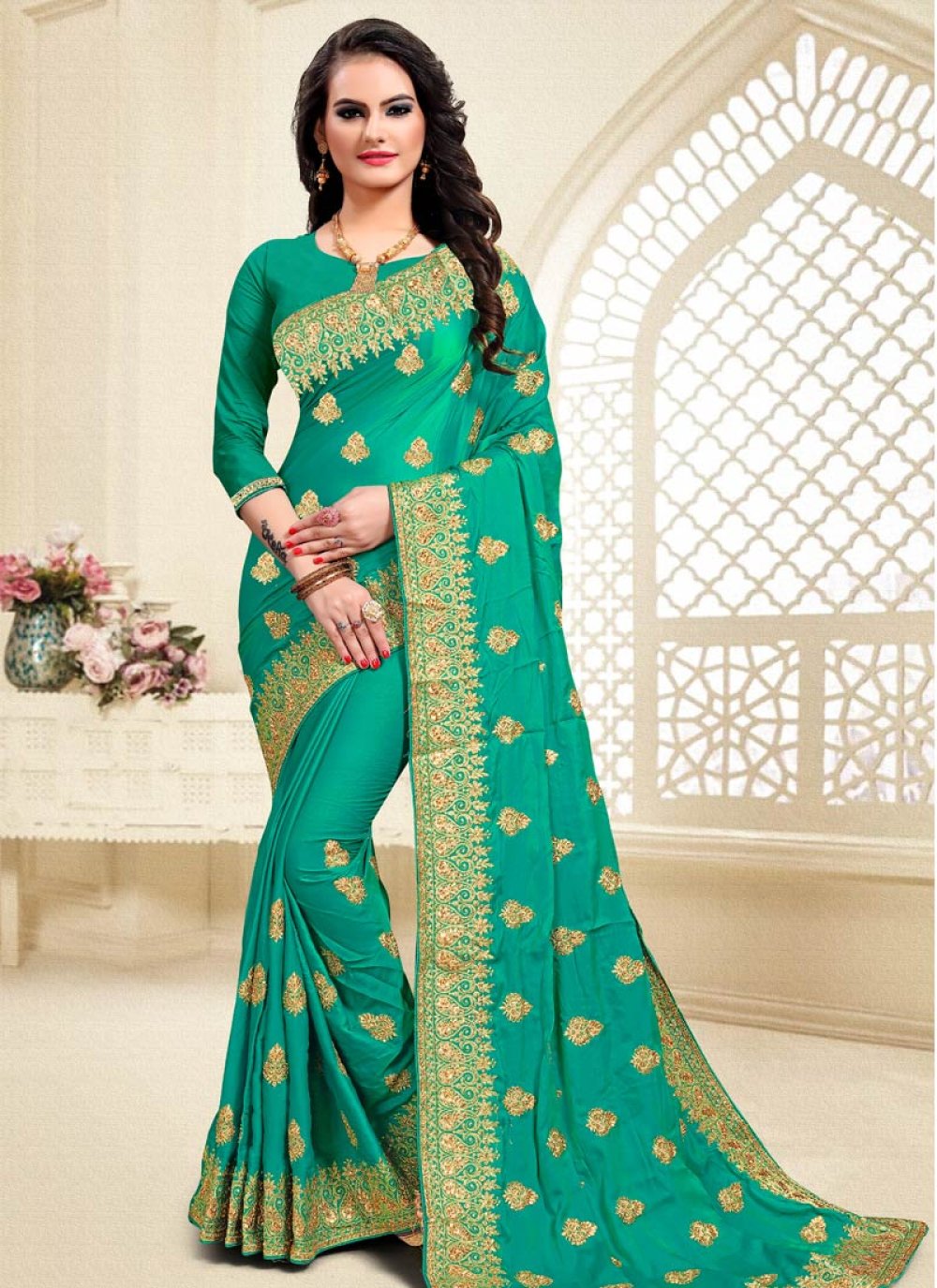 Buy Booti Work Designer Contemporary Style Saree Online