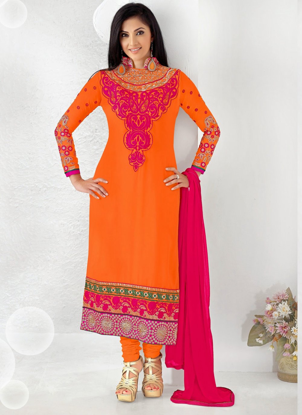 Breathtaking Karachi Work Georgette Churidar Suit