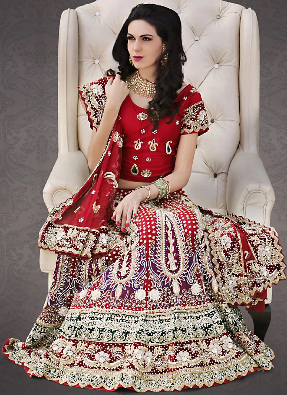 Captivating Red Color Fancy Lehenga Choli
