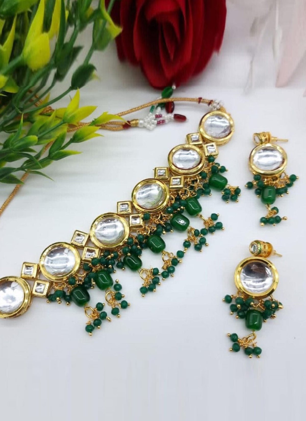 Buy Catchy Moti Work Necklace Set For Ceremonial Online