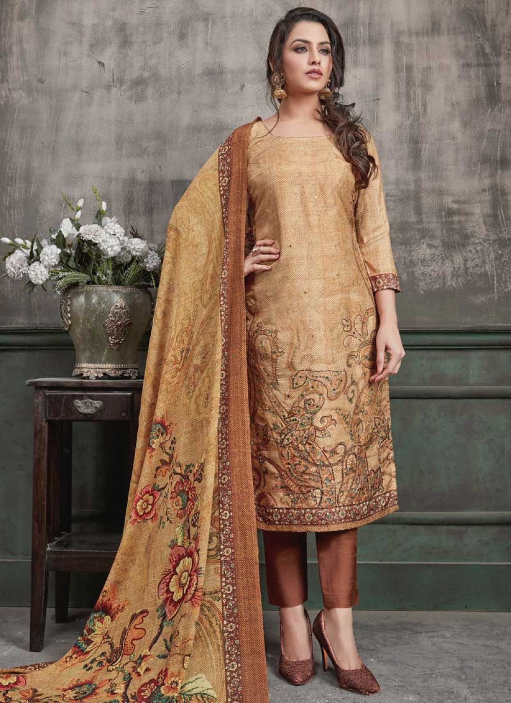 Shop Cord Work Pant Style Pakistani Suit Online In USA