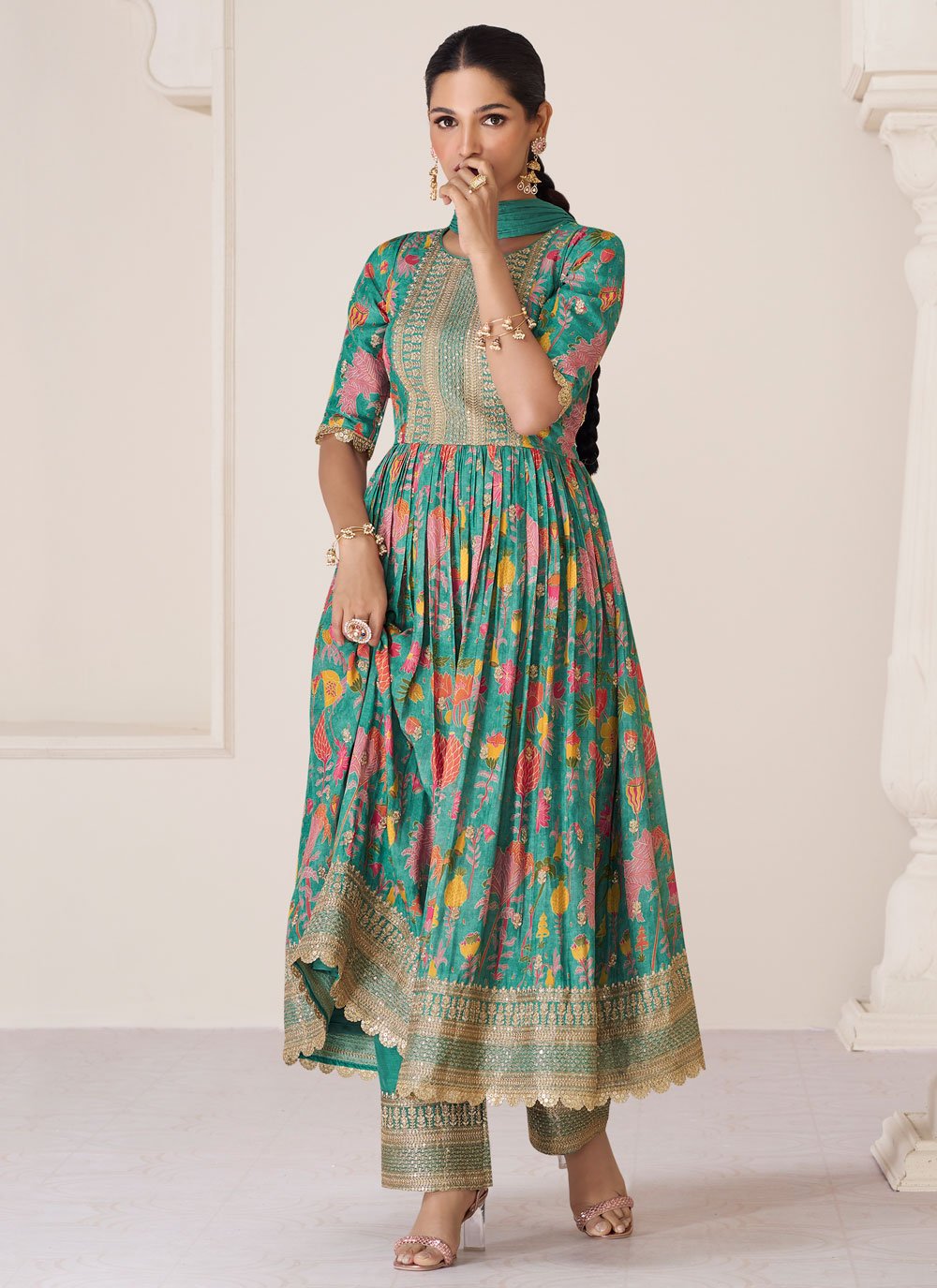 Buy Digital Print Work Long Length Salwar Kameez Online