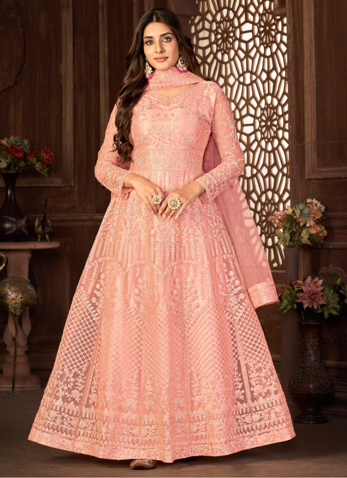 Buy Dori Work Net Designer Salwar Suit Online