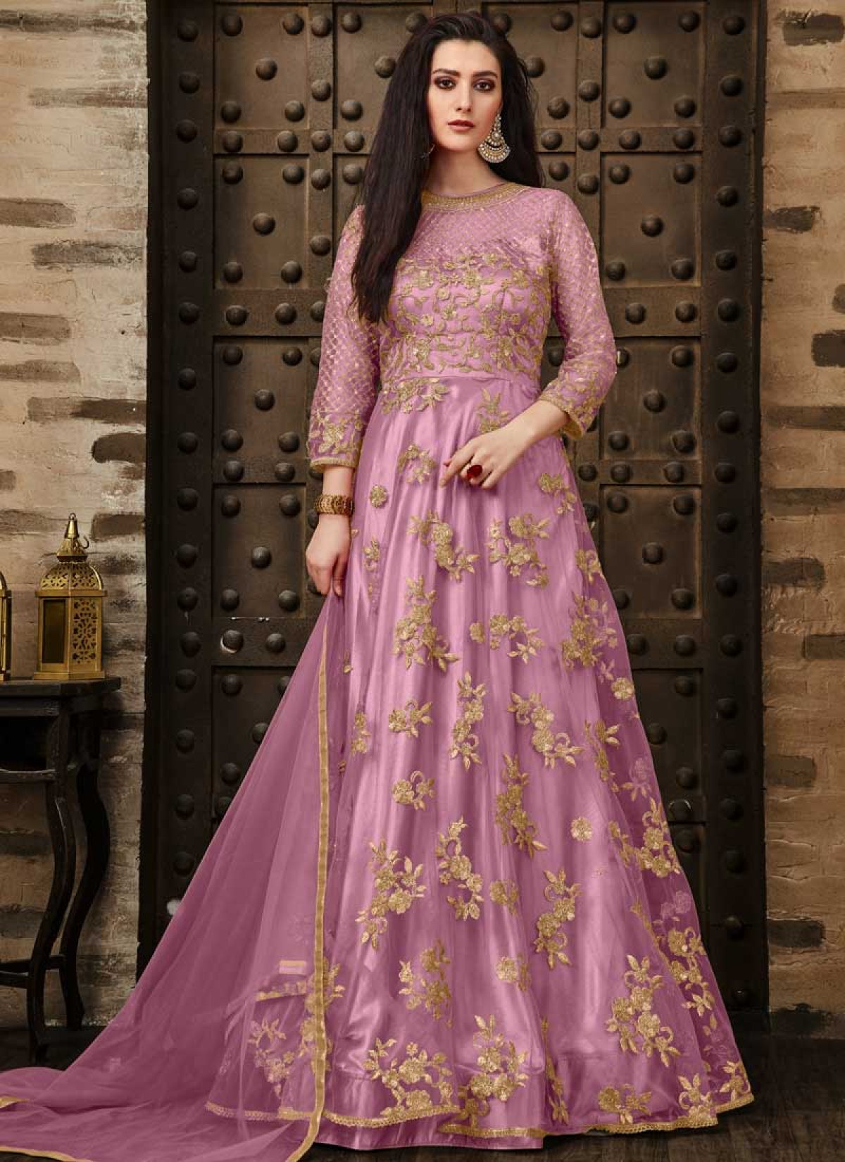 Buy Embroidered Work Long Length Designer Anarkali Suit Online