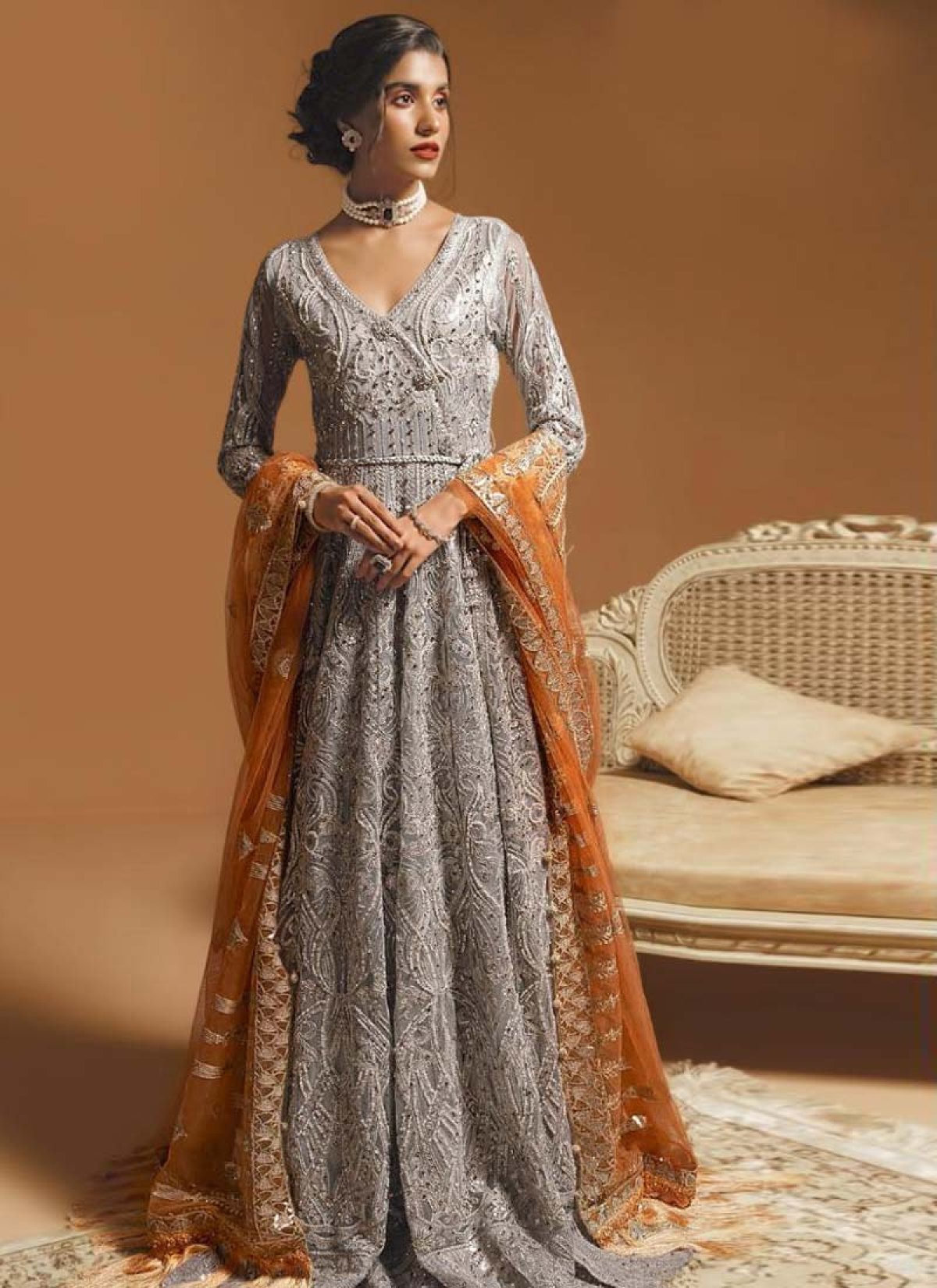Buy Embroidered Work Long Length Designer Suit Online