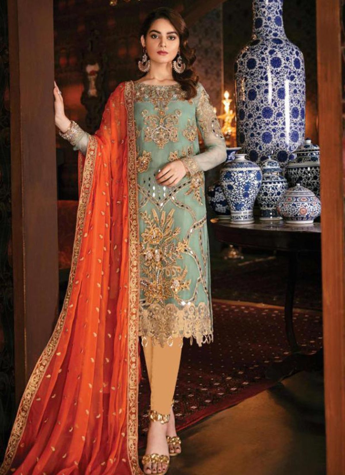 Buy Embroidered Work Pant Style Classic Suit Online
