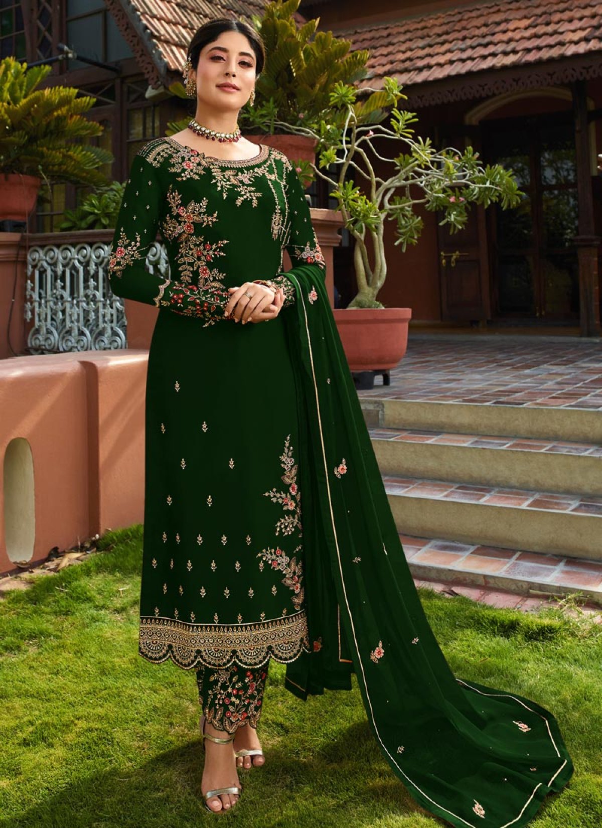 Buy Embroidered Work Pant Style Pakistani Salwar Kameez Online