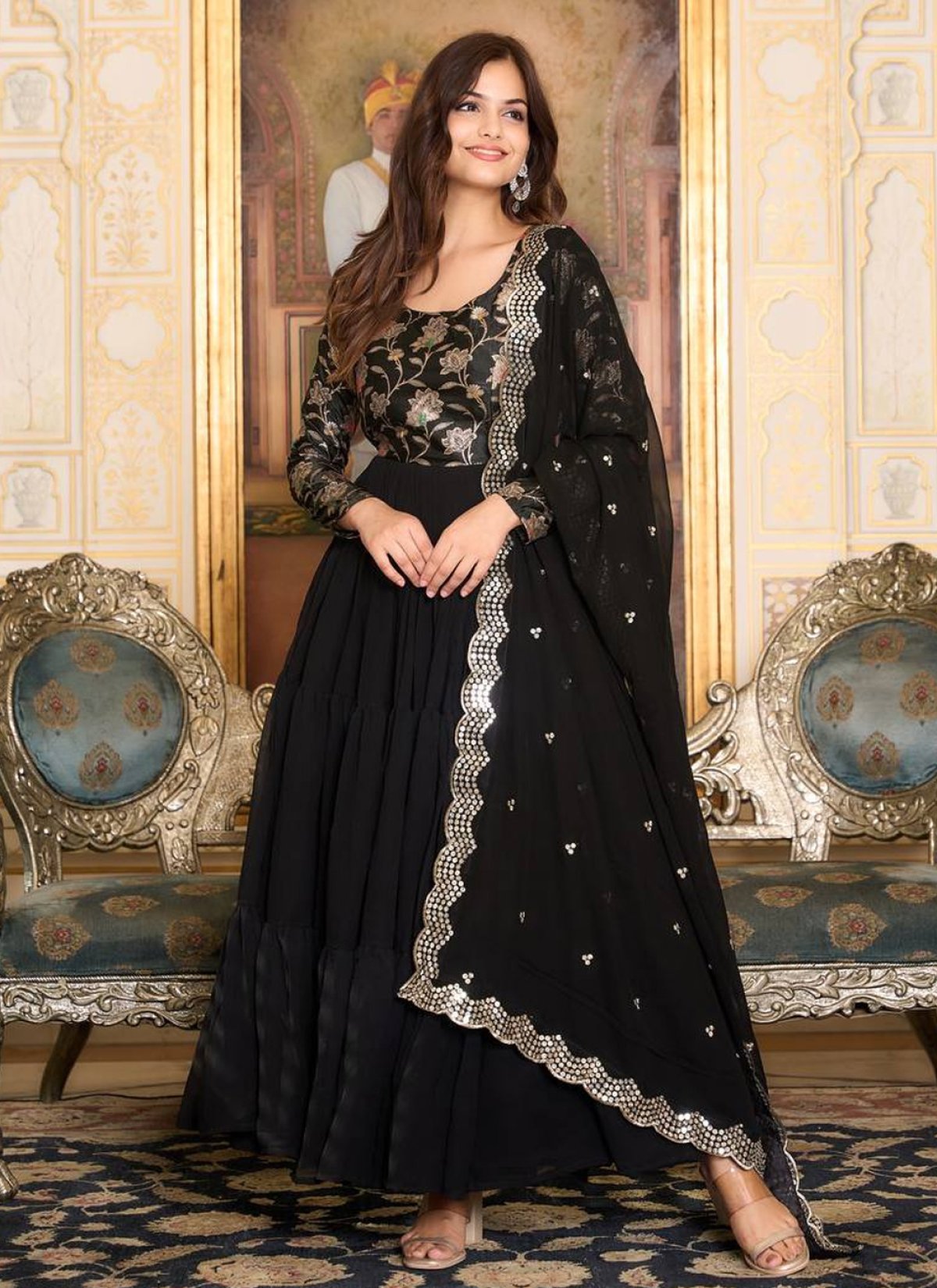 Buy Embroidered Work Readymade Classic Gown Online