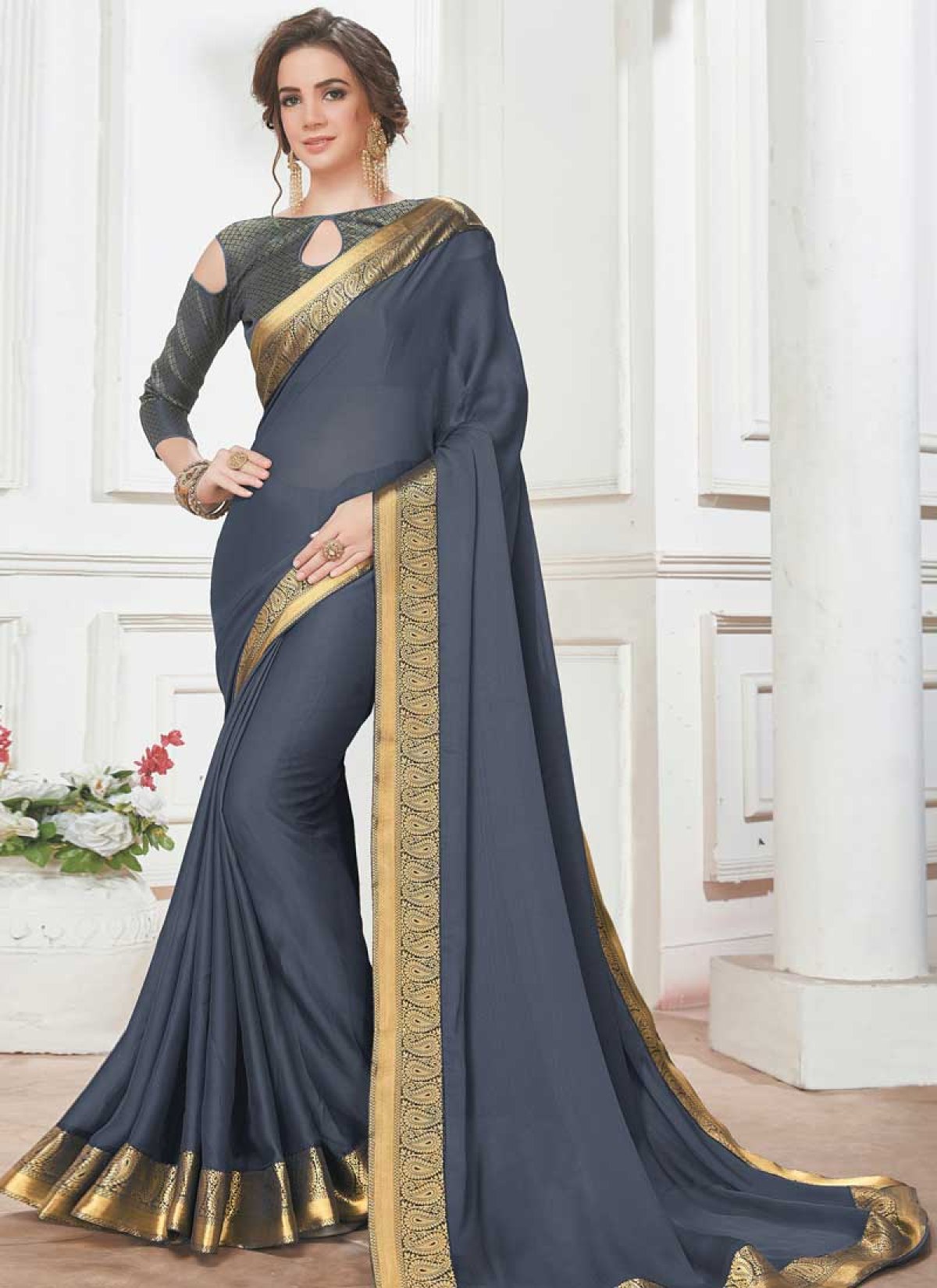 Shop Faux Chiffon Traditional Designer Saree Online