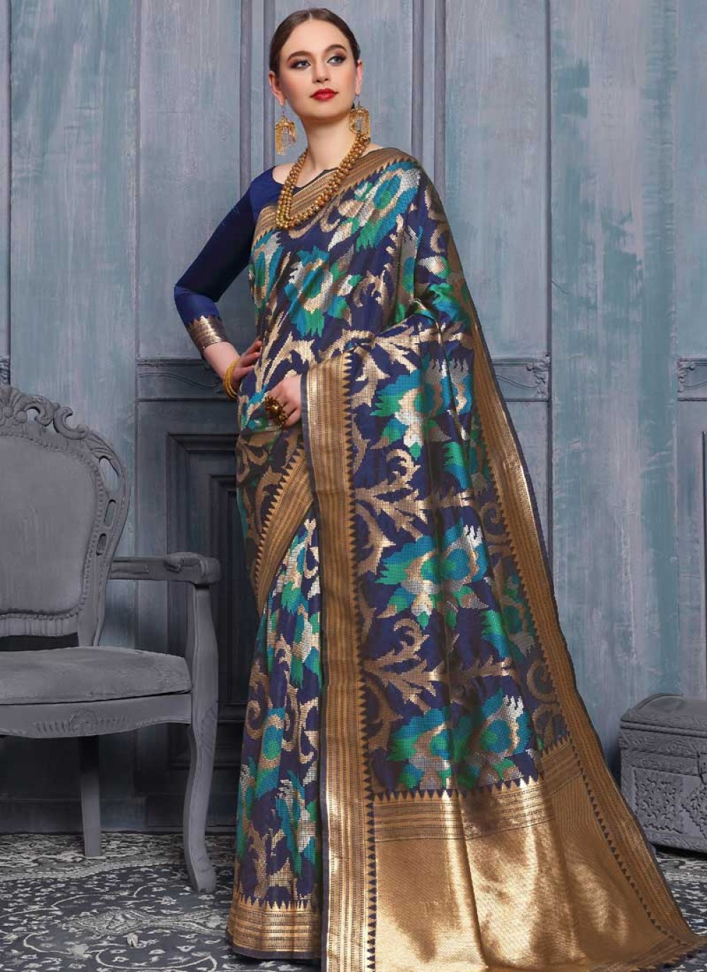 Buy Handloom Silk Thread Work Classic Saree Online