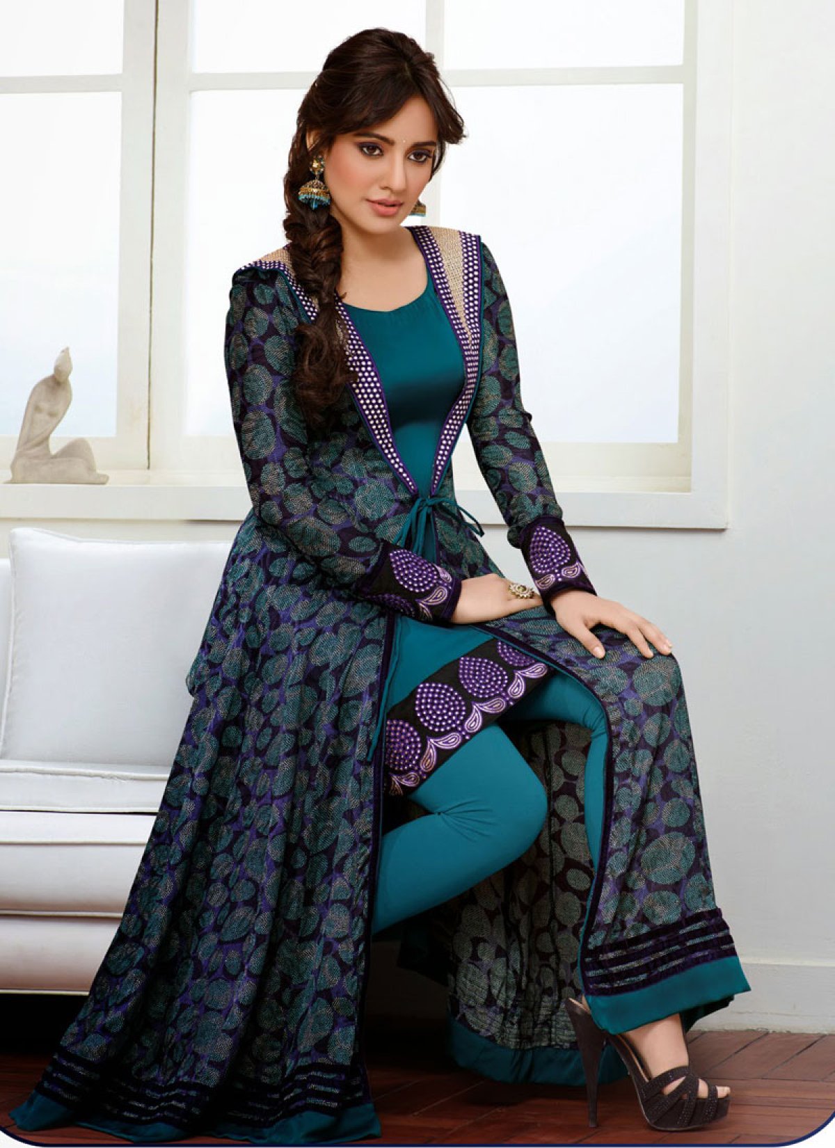 Neha Sharma In Salwar Neha Sharma Dark Red Georgette Long Churidar