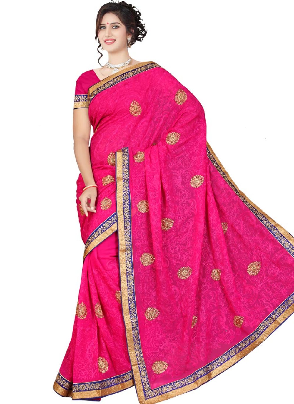 Invaluable Chicken Work Party Wear Saree