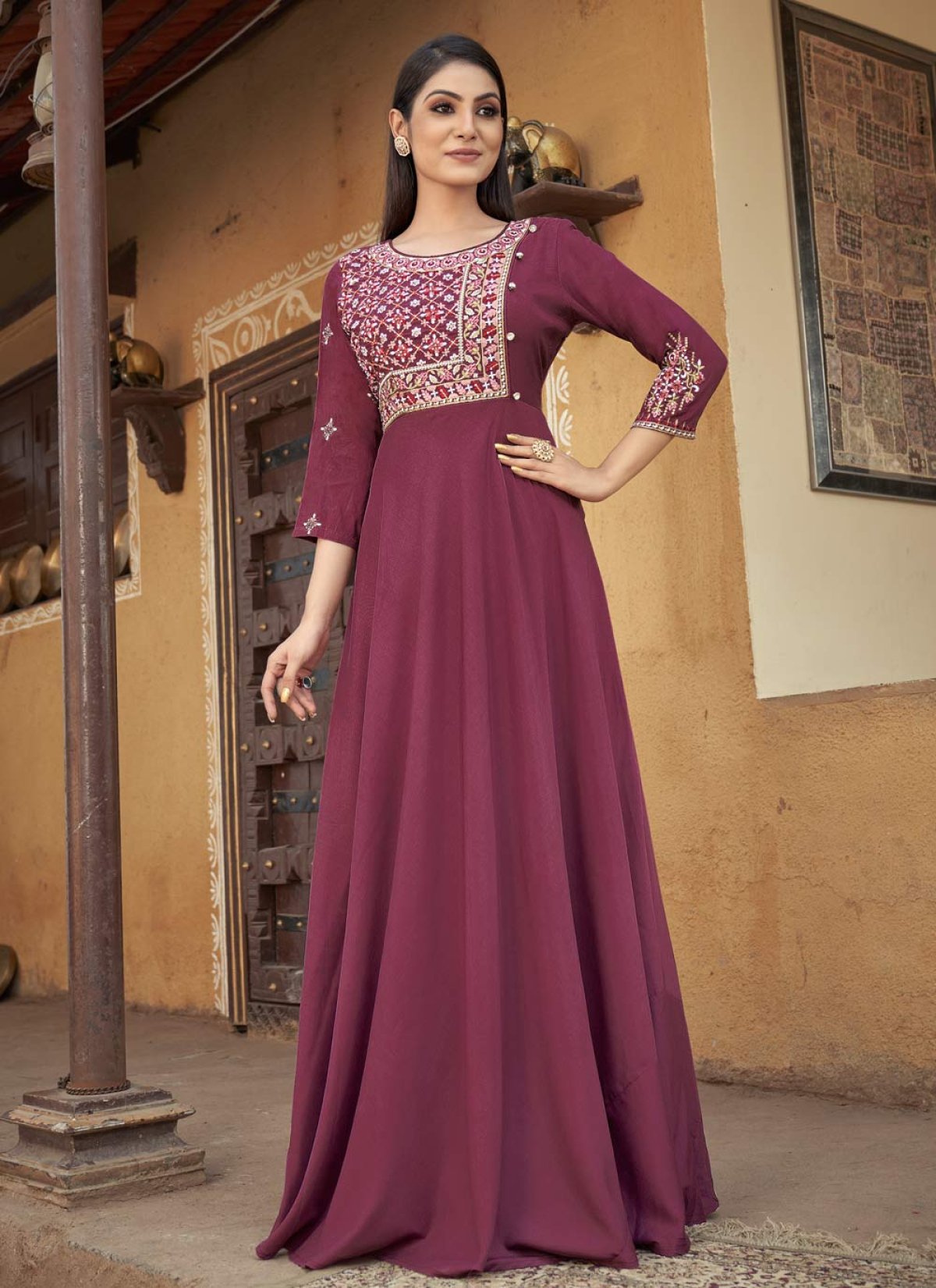 Buy Maslin Readymade Designer Gown Online