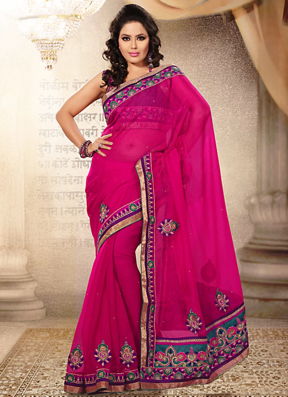 Modest Magenta Organza Casual Saree