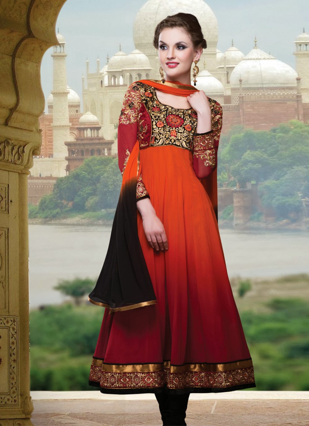 Observable Velvet And Stone Work Anarkali Salwar Suit