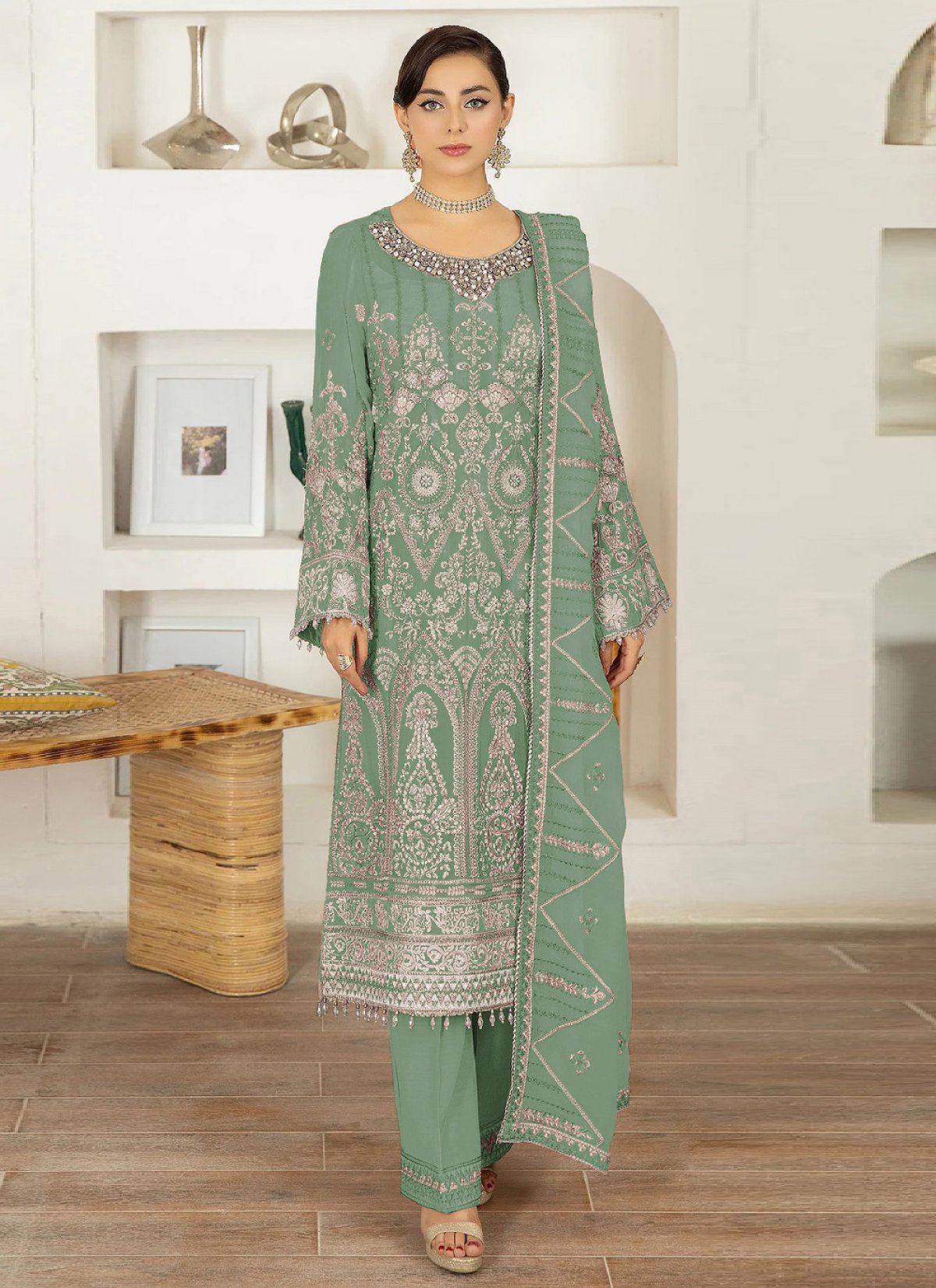 Buy Pant Style Pakistani Suit For Ceremonial Online