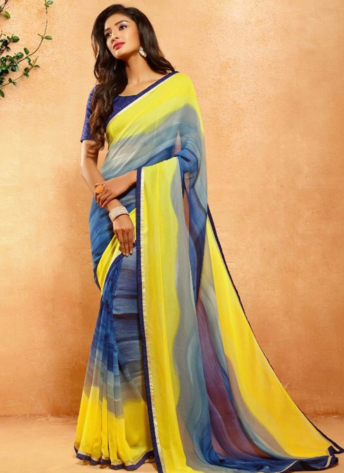 Paramount Yellow And Blue Color Casual Saree