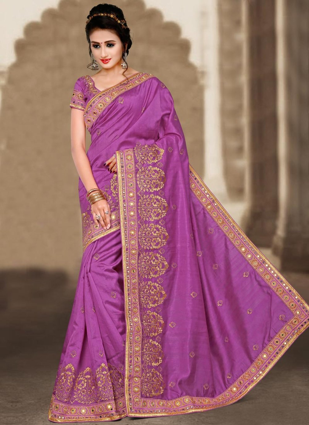 Shop Praiseworthy Booti Work Bhagalpuri Silk Trendy Saree For ...