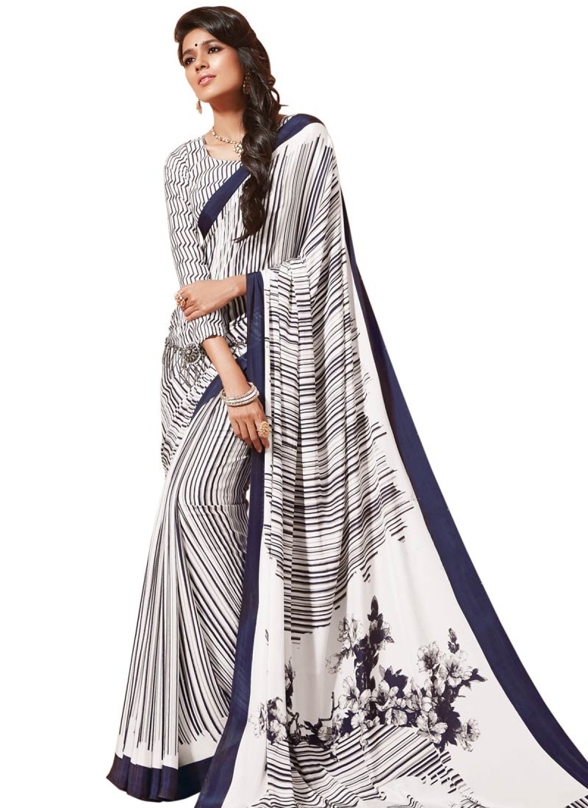 Prepossessing White Color Casual Saree