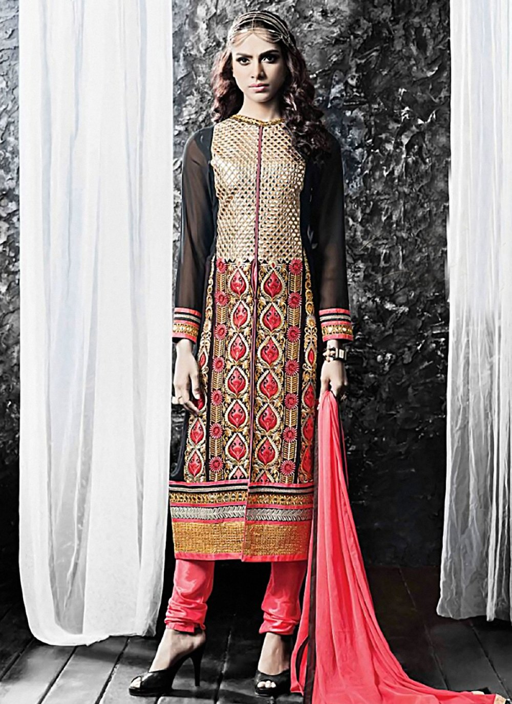 Radiant Mirror Work Party Wear Suit