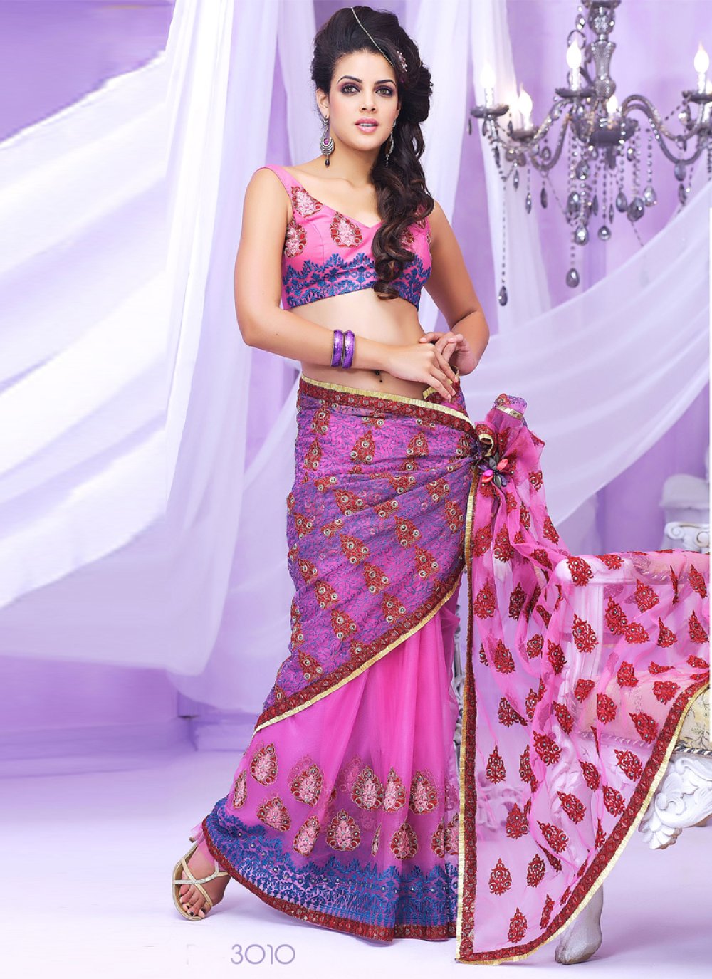 Spectacular Chicken Work Casual Saree
