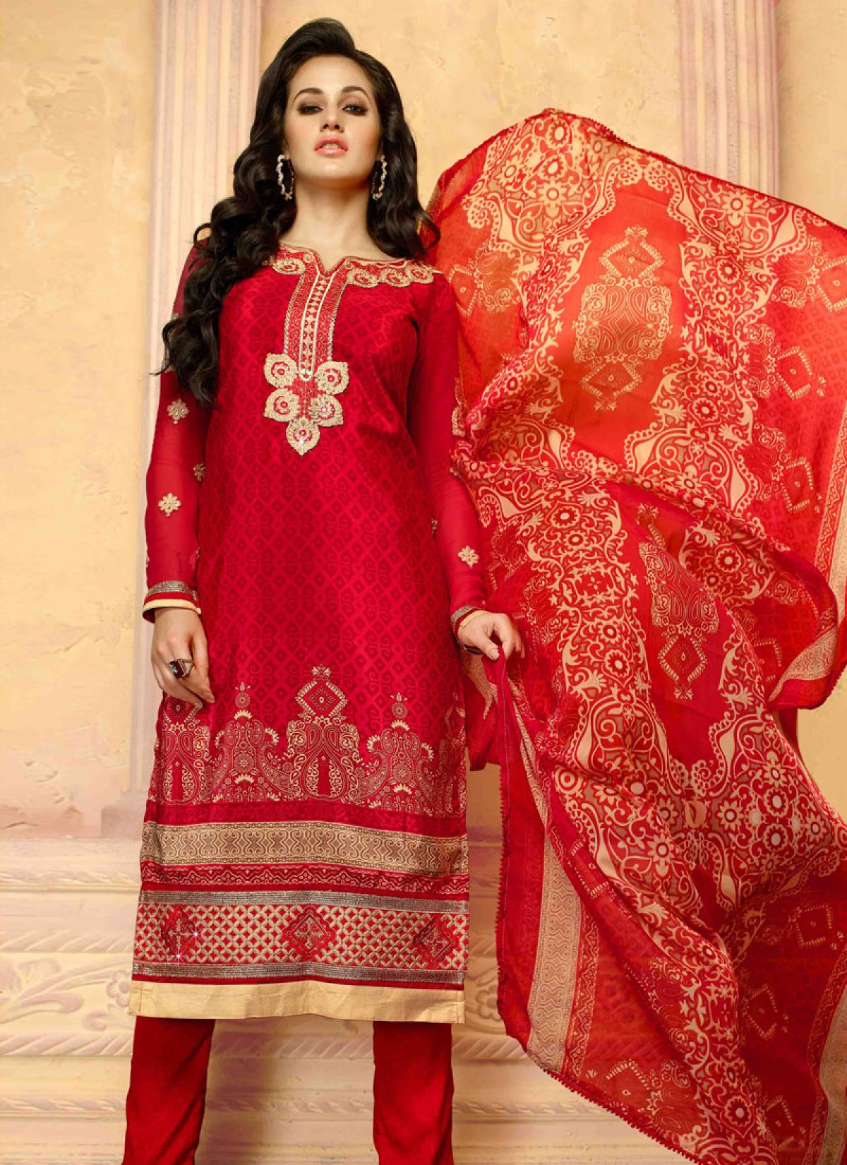 Vehemently Red Color Punjabi Salwar Suit